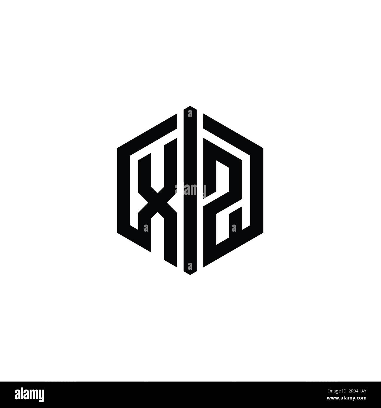 XZ Letter Logo monogram hexagon shape with connect outline style design template Stock Photo - Alamy
