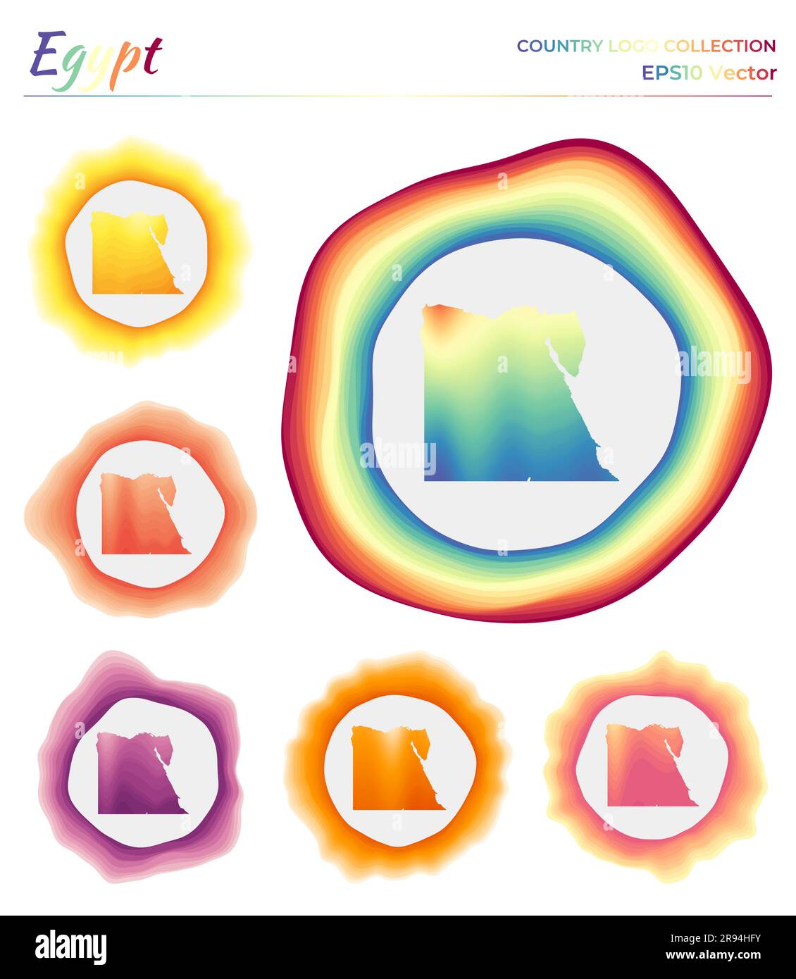 Egypt logo collection. Colorful badge of the country. Layers around ...