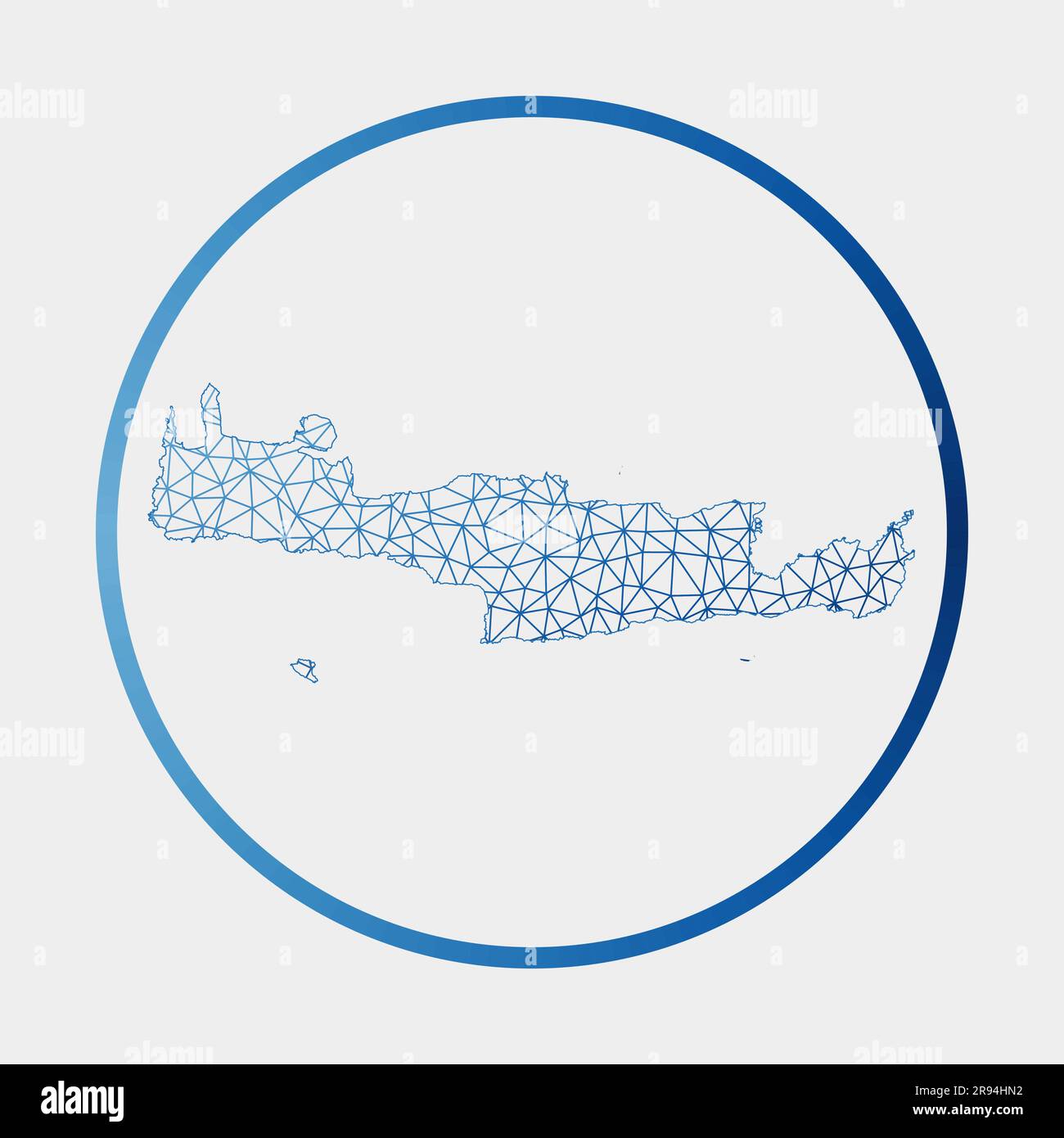 Crete icon. Network map of the island. Round Crete sign with gradient ...