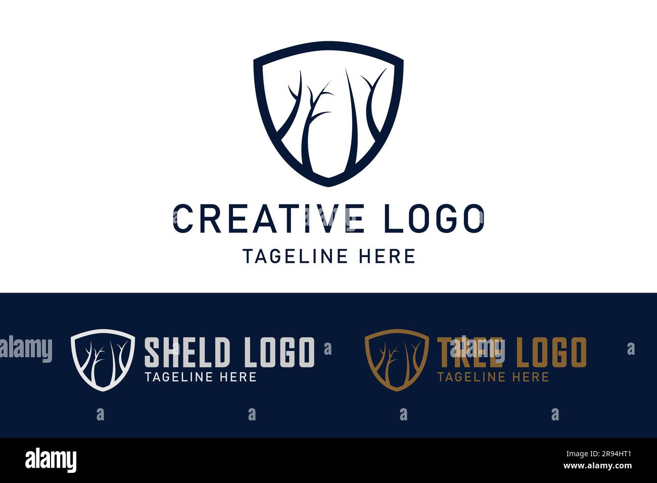 Shield combination logo with tree. logo design for nature shield ...