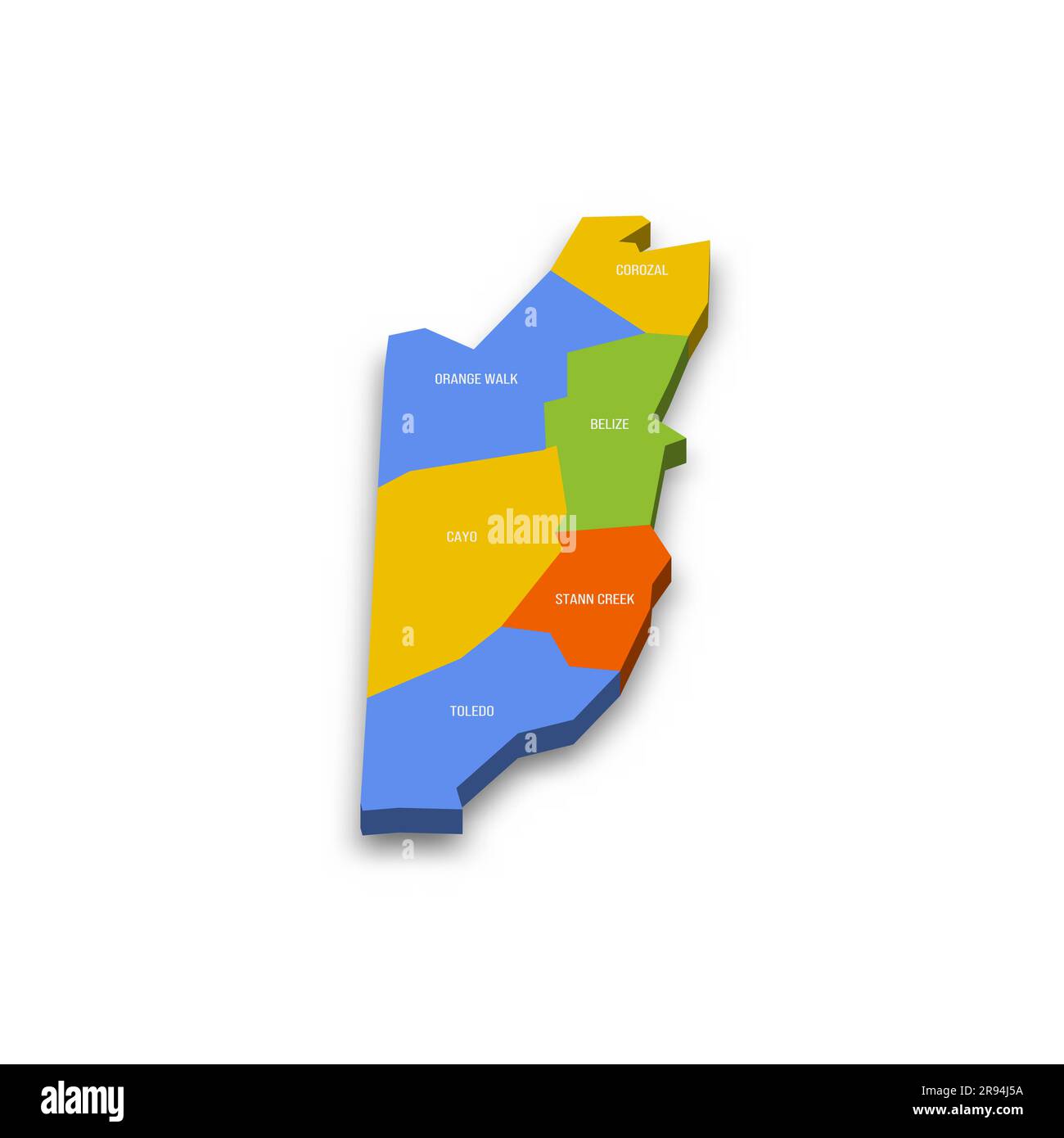 Belize political map of administrative divisions - districts. Colorful ...