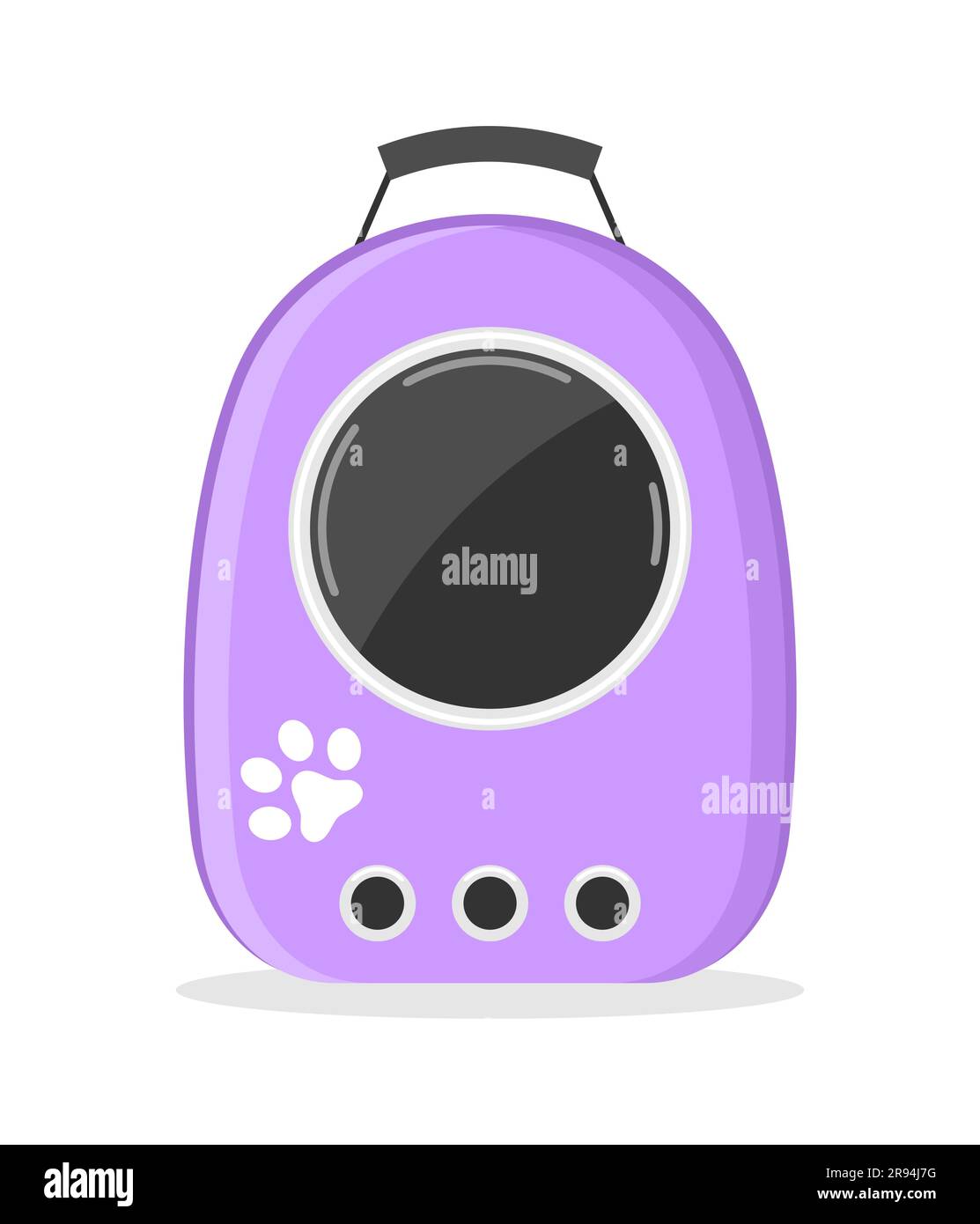 Purple pet carrier backpack with a transparent window on a white ...