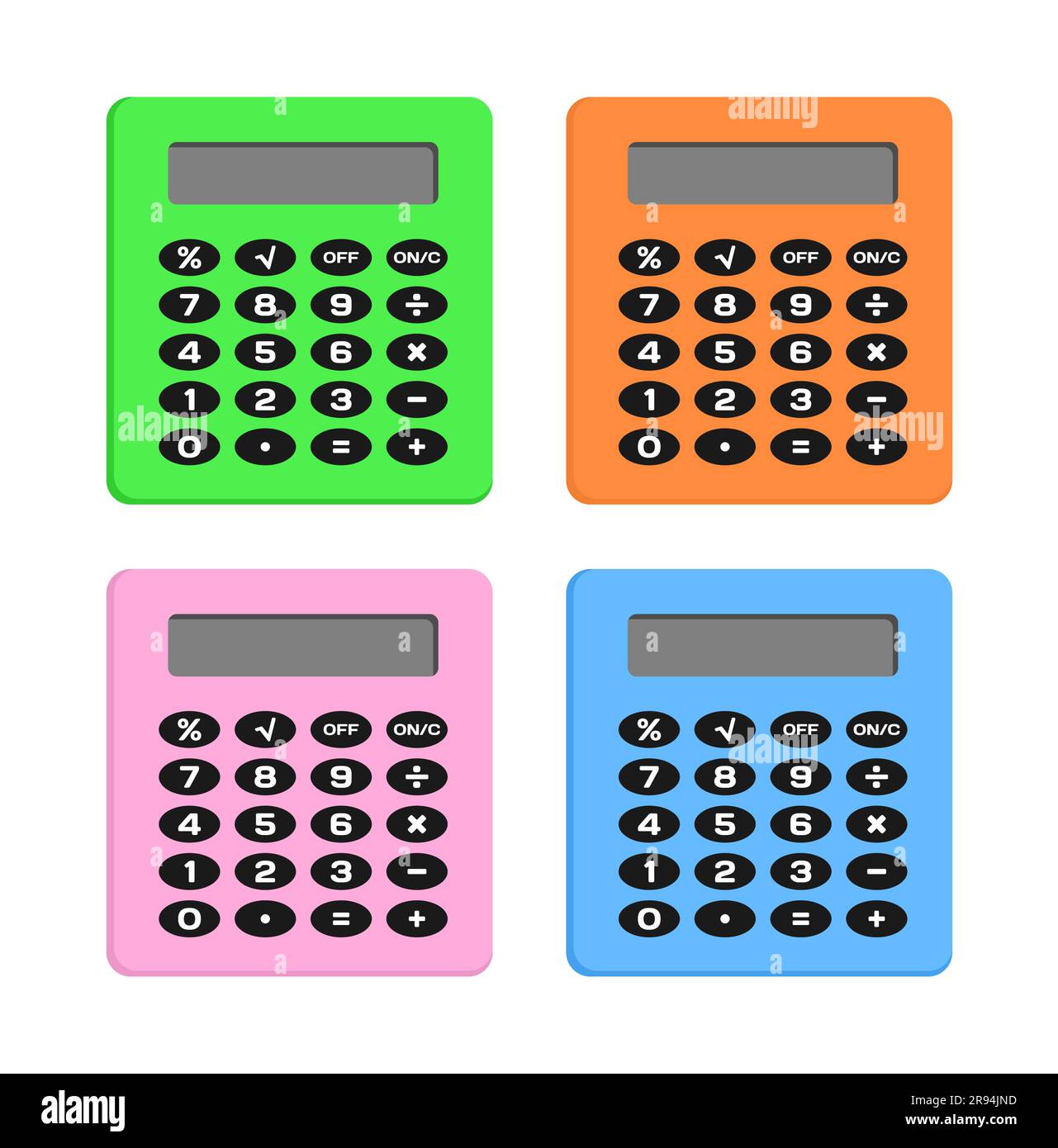 Collection of colored calculators on a white background. Flat vector illustration Stock Vector ...