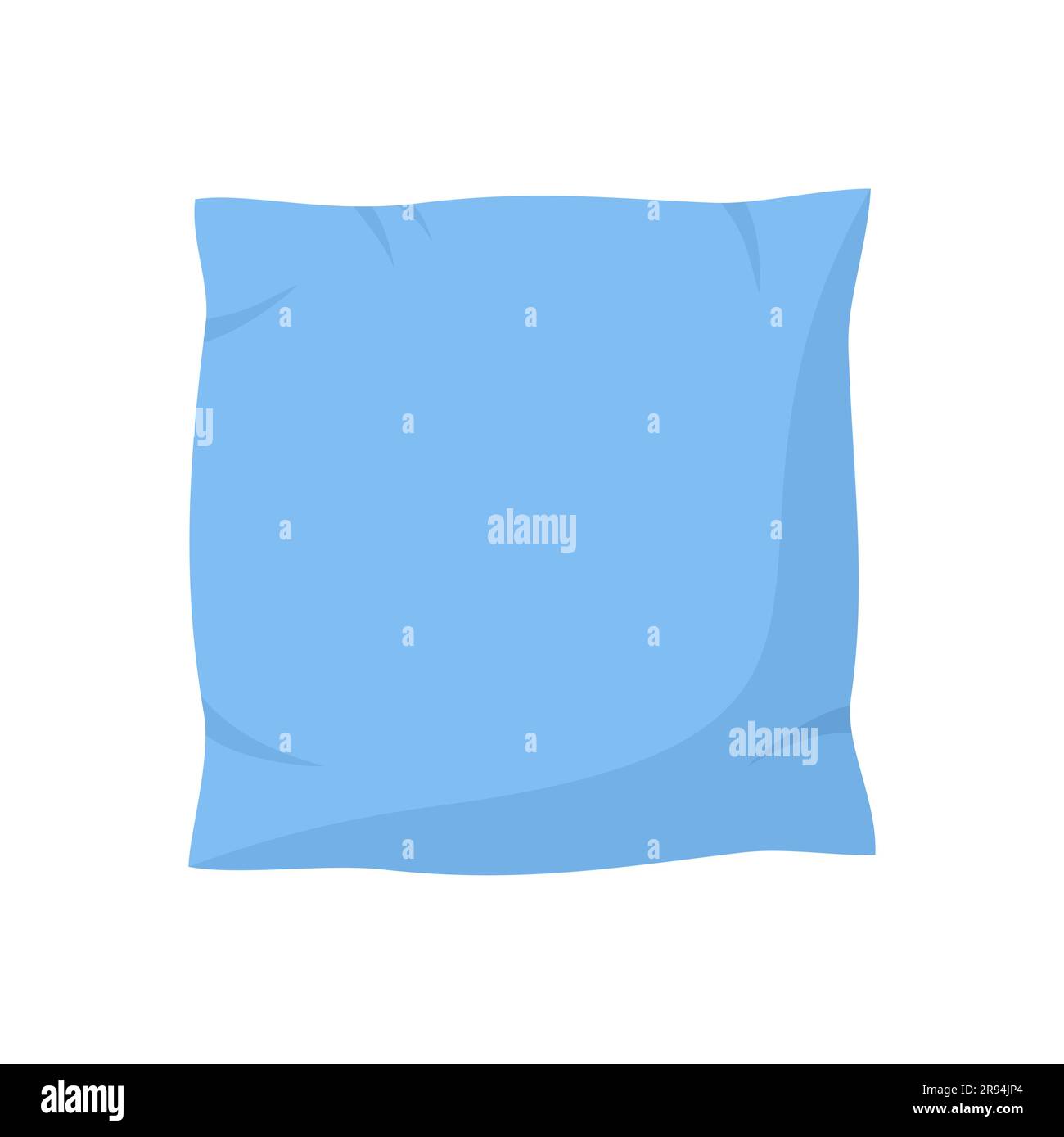 Blue square pillow isolated on white background. Flat vector ...