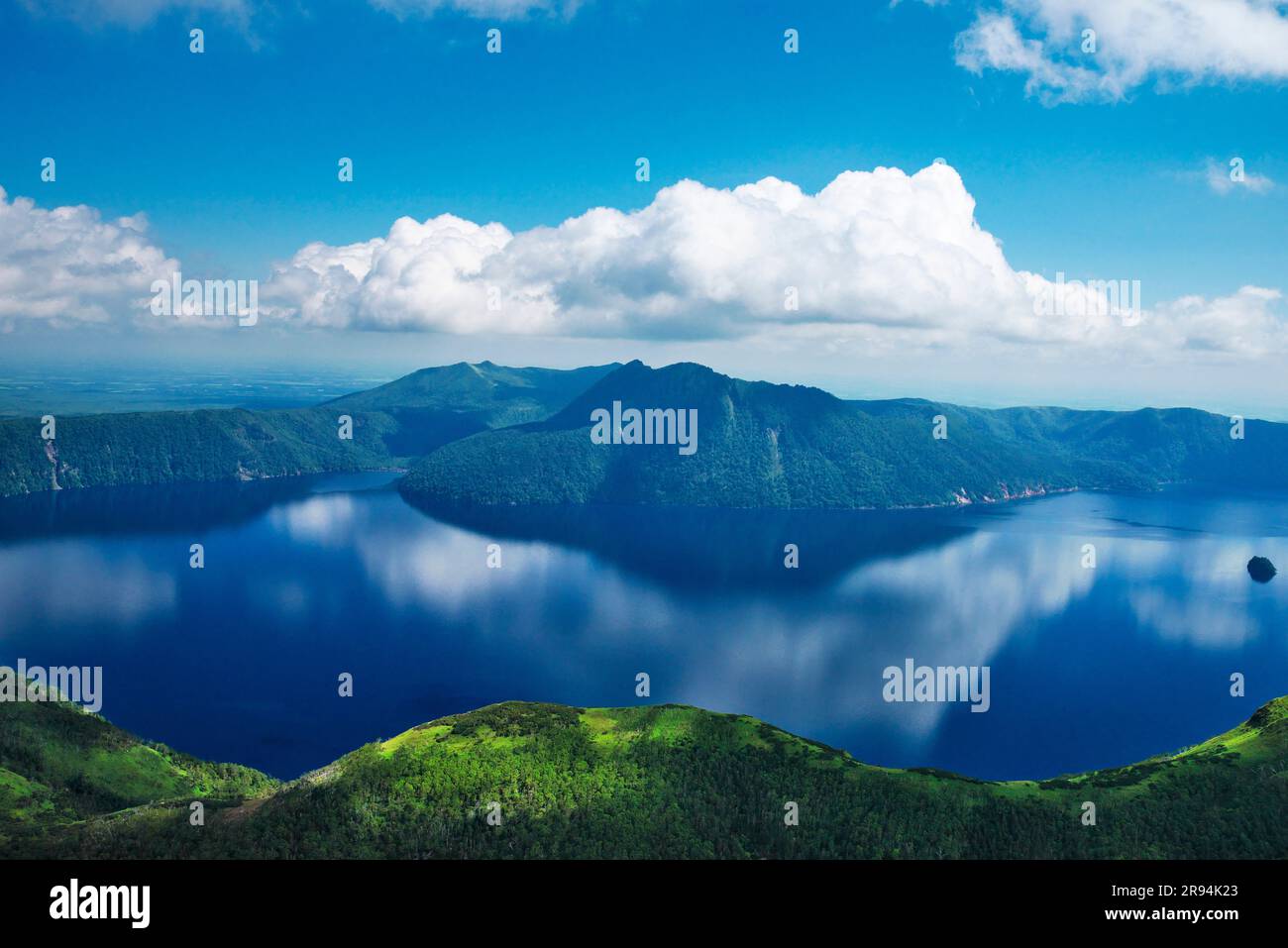 Lake Mashu and Mount Mashu Stock Photo - Alamy