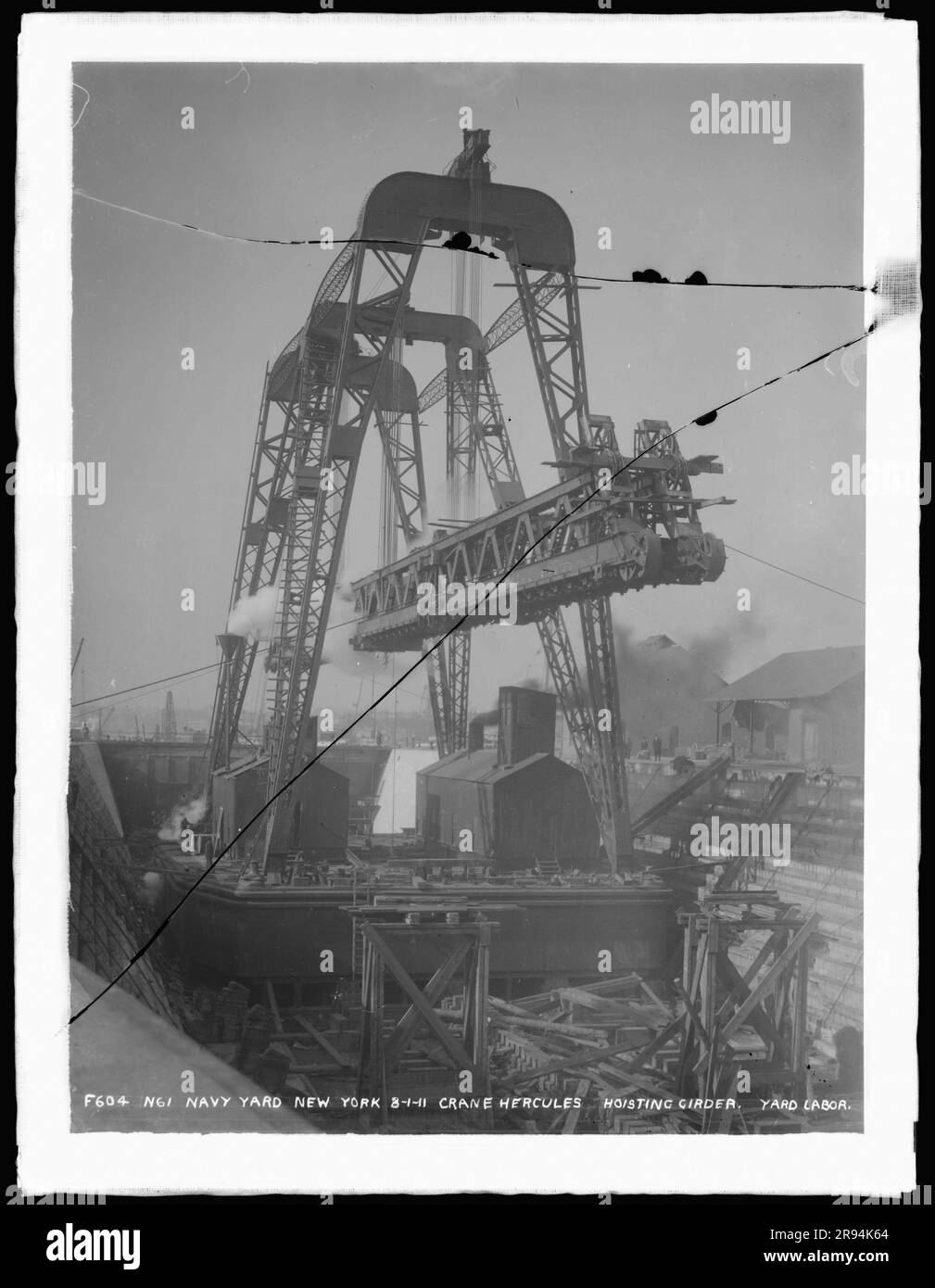 Crane Hercules, Hoisting Girder, Yard Labor. Glass Plate Negatives of ...