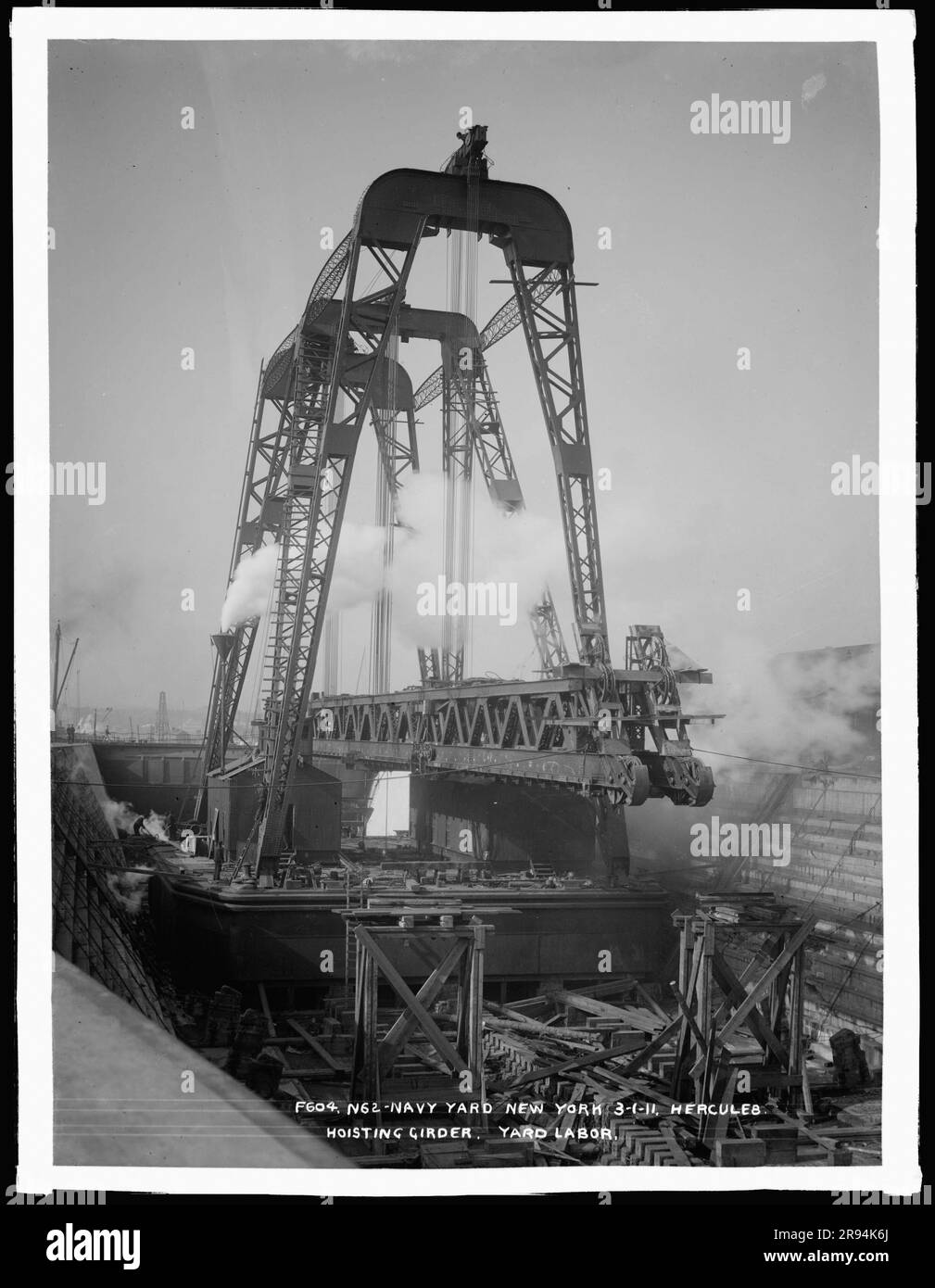 Crane Hercules, Hoisting Girder, Yard Labor. Glass Plate Negatives of ...