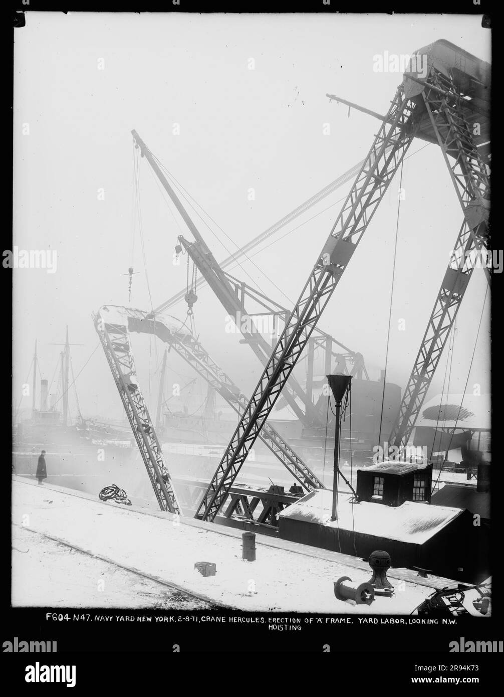 Crane Hercules, Erecting "A" Frame, Yard Labor, Looking Northwest ...