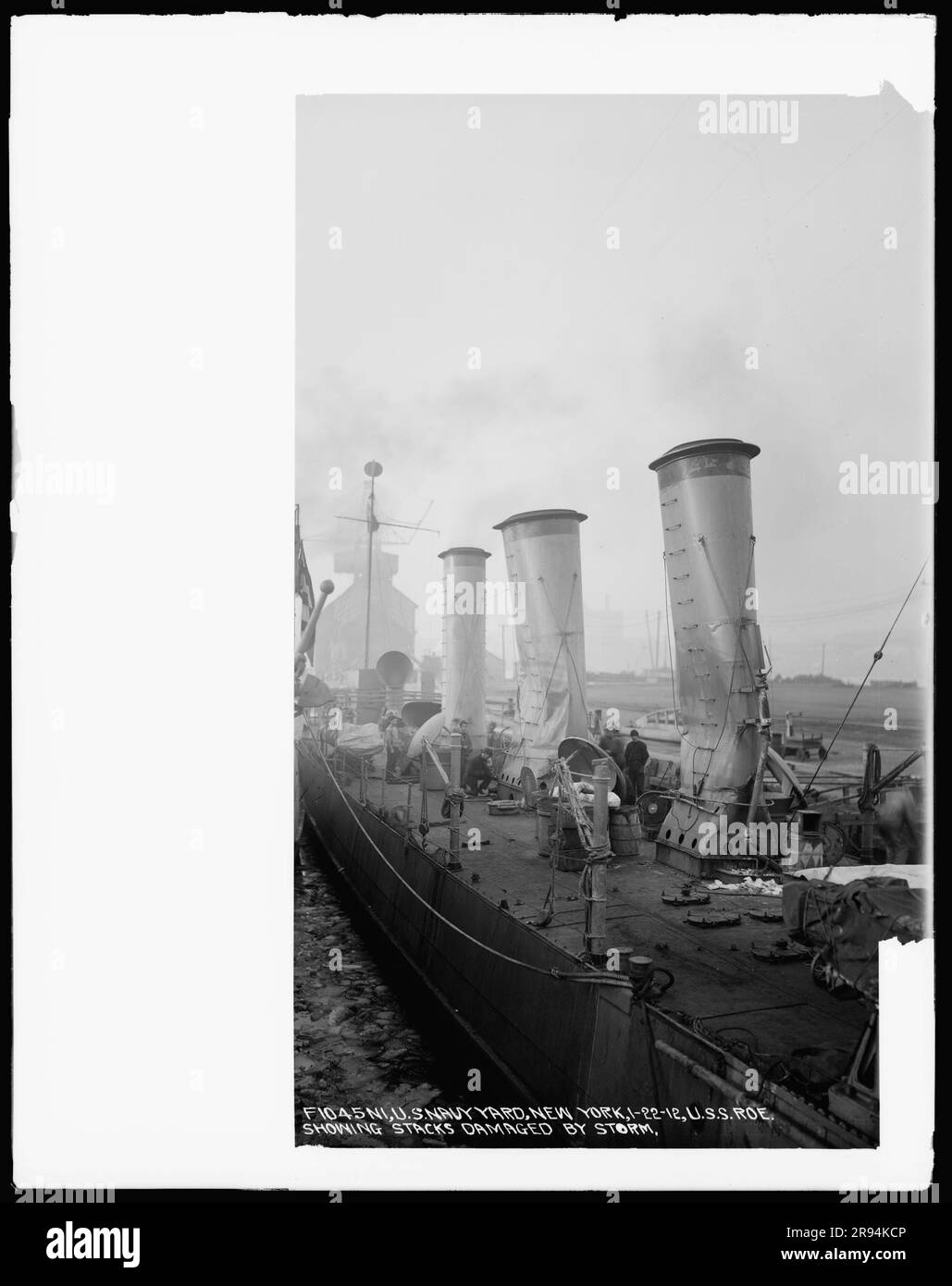 U.S.S. Roe Showing Stack Damaged by Storm. Glass Plate Negatives of the ...
