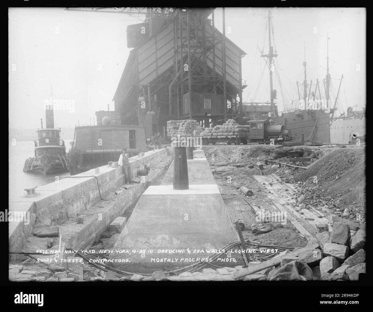 Launching Ways, Bridge, Buildings 115-117 Started, Looking North. Glass ...