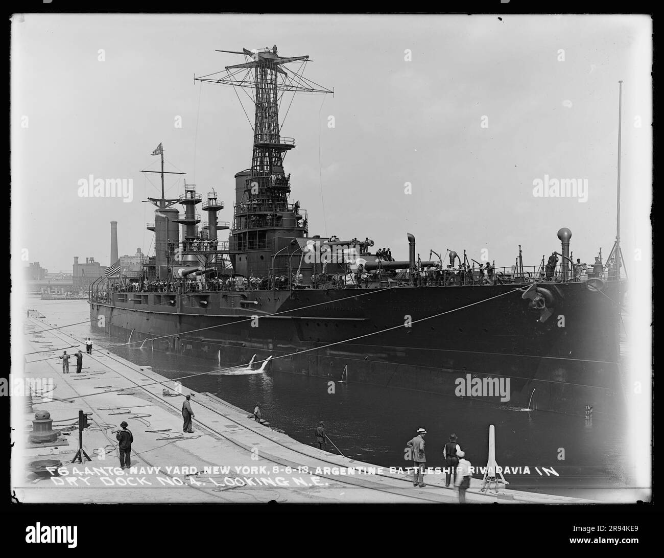 Argentine Battleship Rivadavia in Dry Dock No.4 Looking Northeast ...