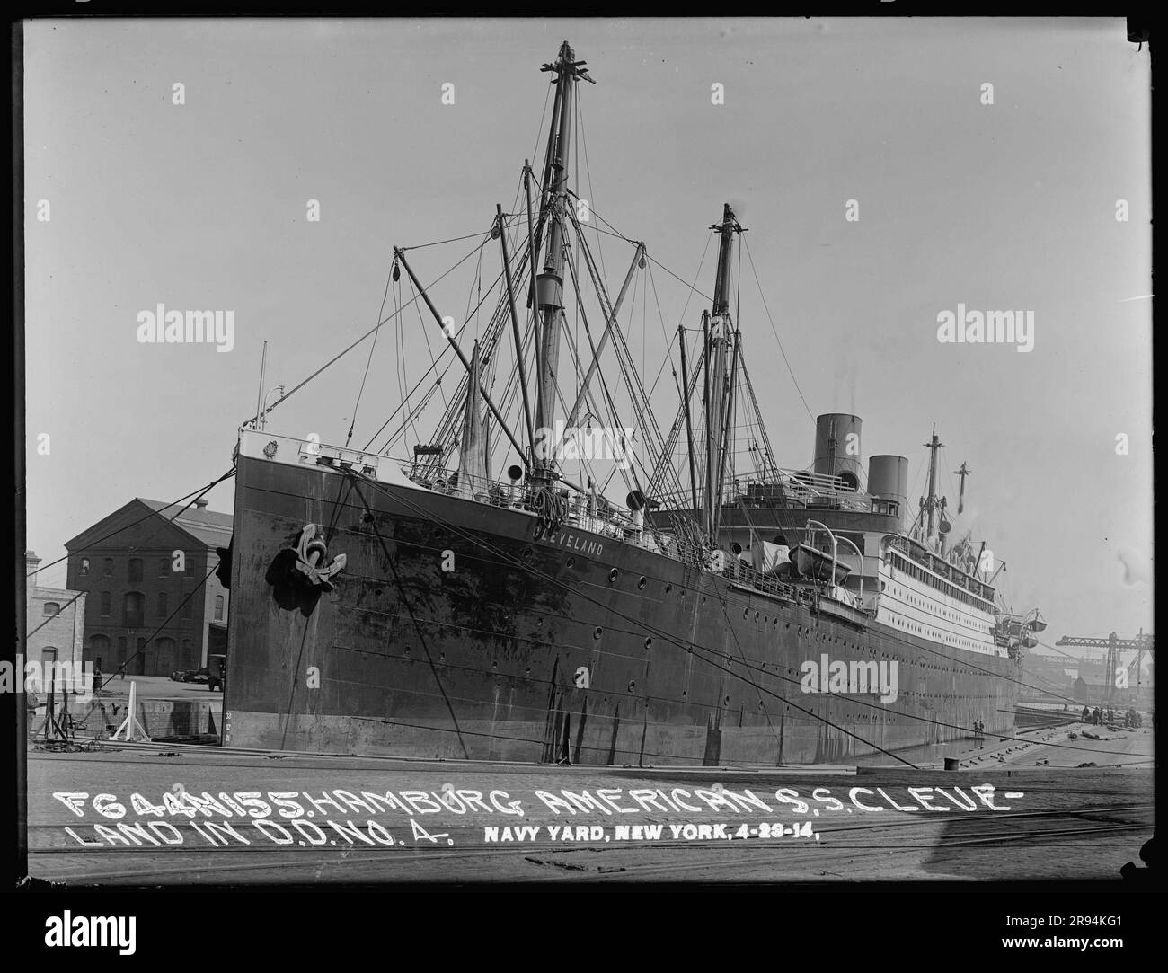 Hamburg American Steamship Cleveland in Dry Dock Number 4. Glass Plate ...