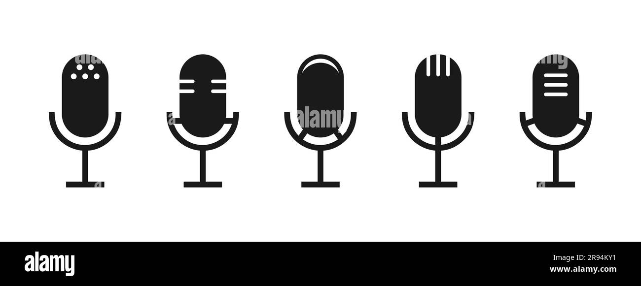 Microphone icon set isolated on white background. Voice recording or ...