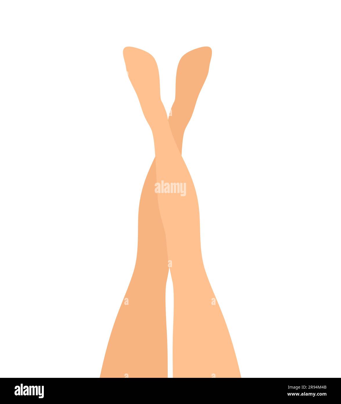 Beautiful raised up crossed female legs isolated on white background ...