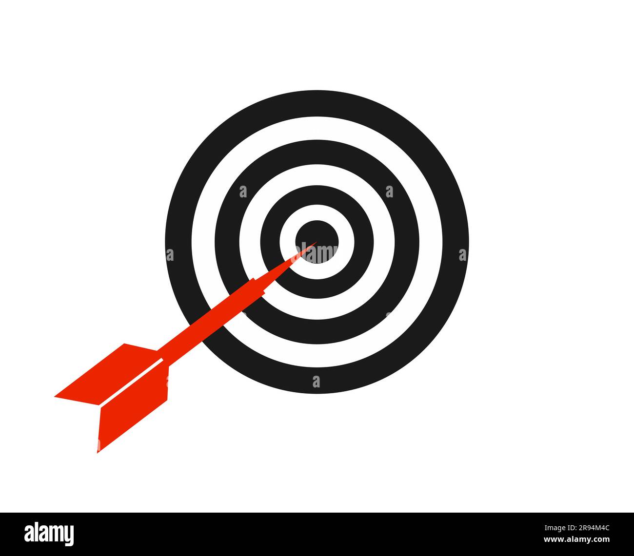 Red arrow hitting the black and white target on a white background ...