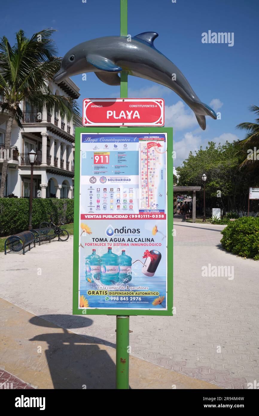 Information Sign Board Playa del Carmen Yucatan Mexico Stock Photo - Alamy
