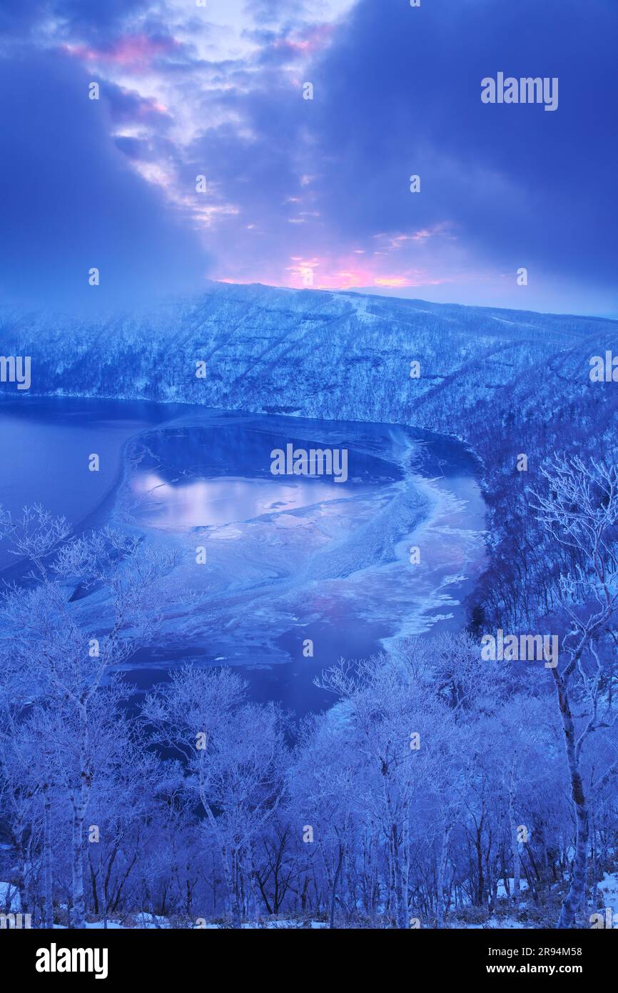 Lake Mashu Ko Morning and Ice Trees Stock Photo - Alamy