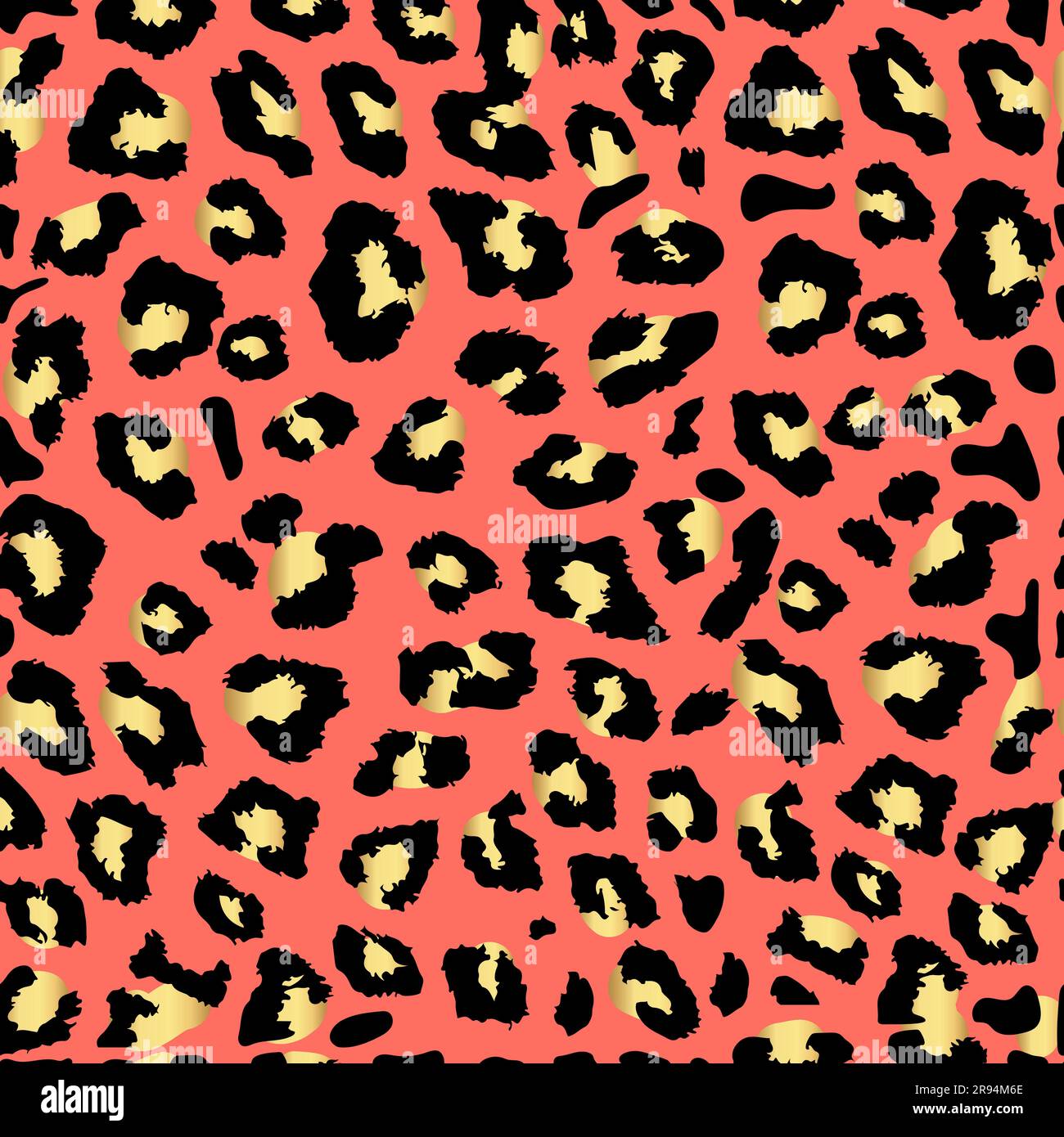 Seamless gold leopard print. Color trend palette. Living Coral color ...