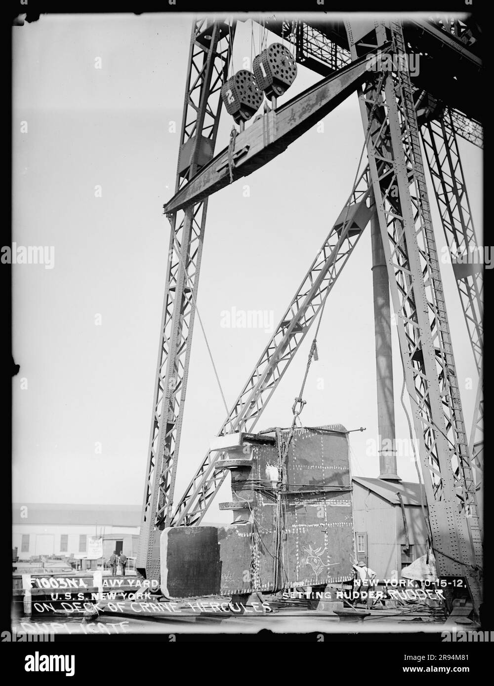 Setting the Rudder of the U.S.S. New York. Glass Plate Negatives of the ...