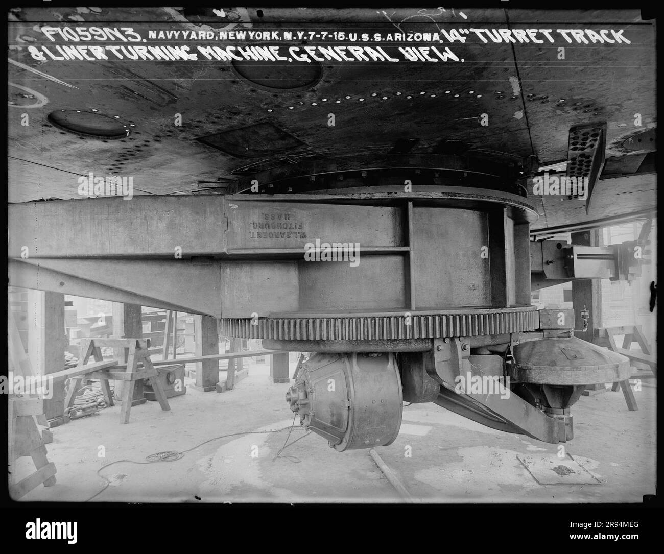 U.S.S Arizona, 14-inch Turret Track & Liner Turning Machine, General ...