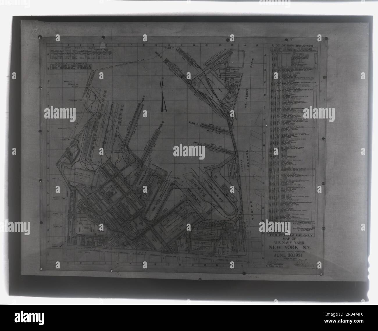 Map of U.S. Navy Yard Showing Conditions June 30, 1931. Glass Plate ...