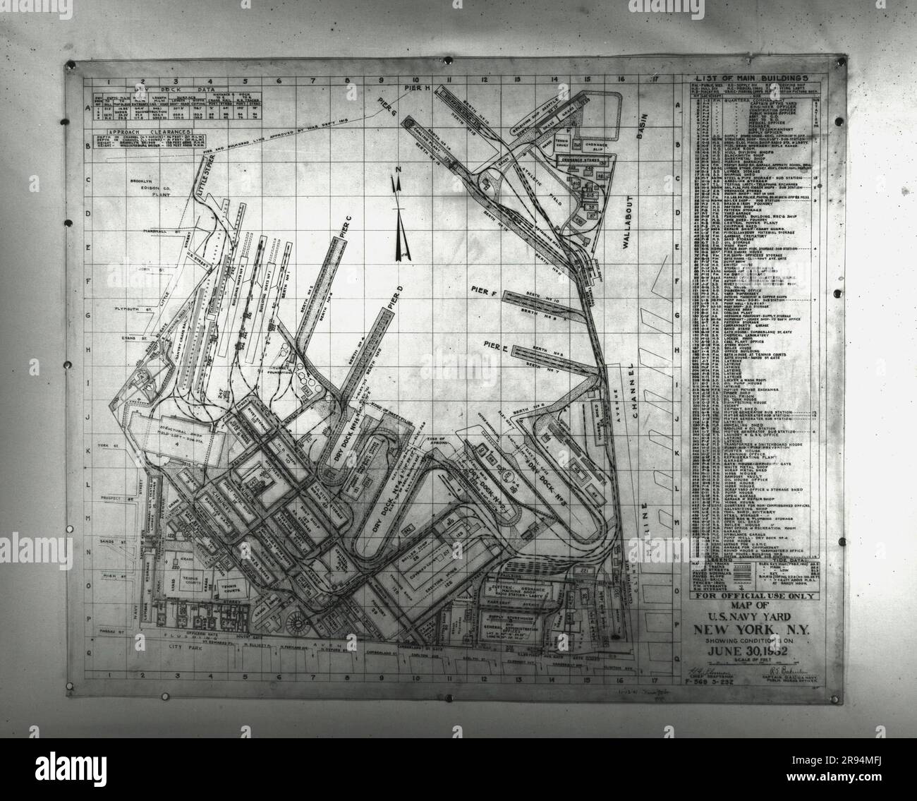 Map of U.S. Navy Yard Showing Conditions June 30, 1932. Glass Plate ...