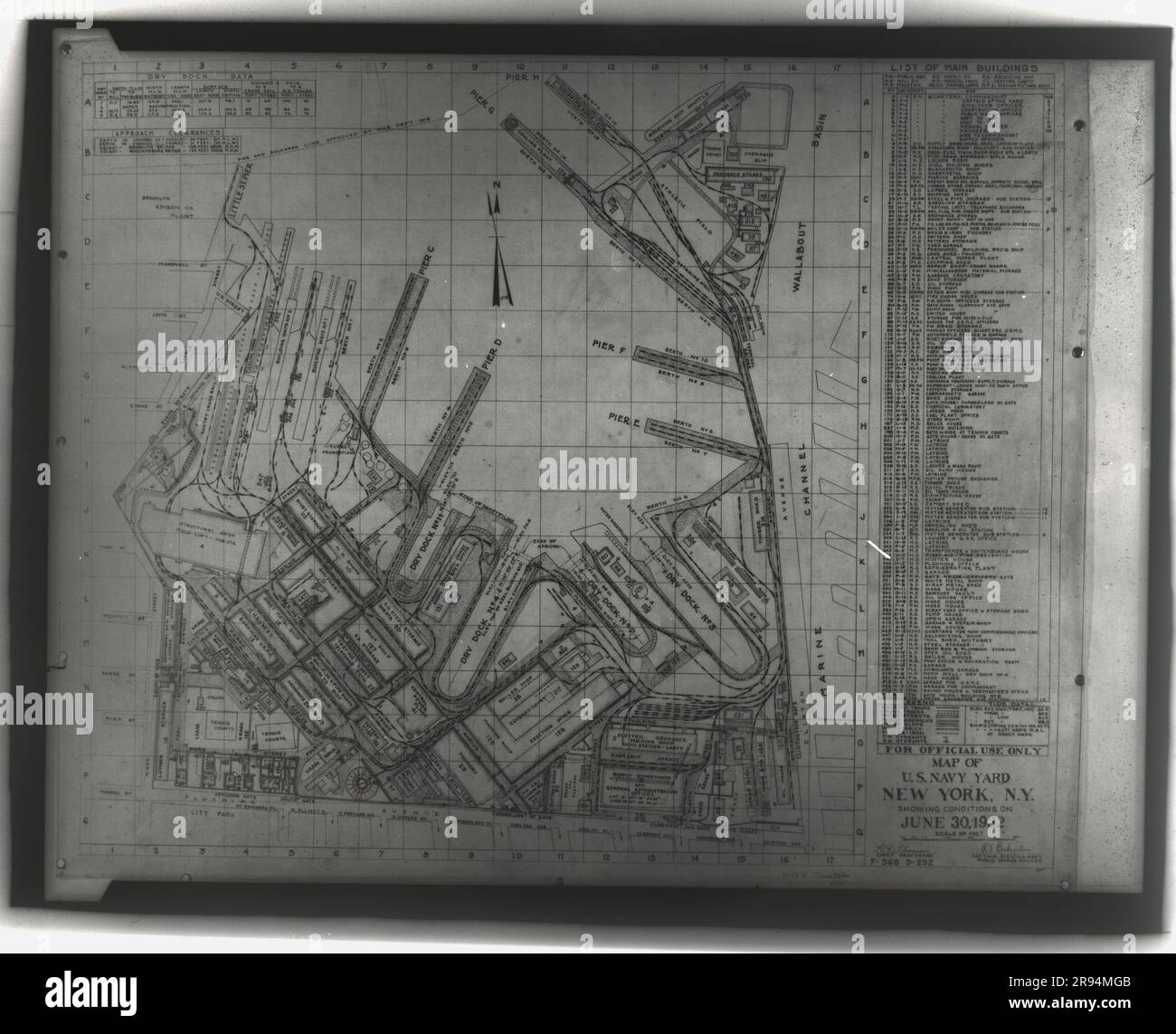 Map of U.S. Navy Yard Showing Conditions June 30, 1932. Glass Plate ...