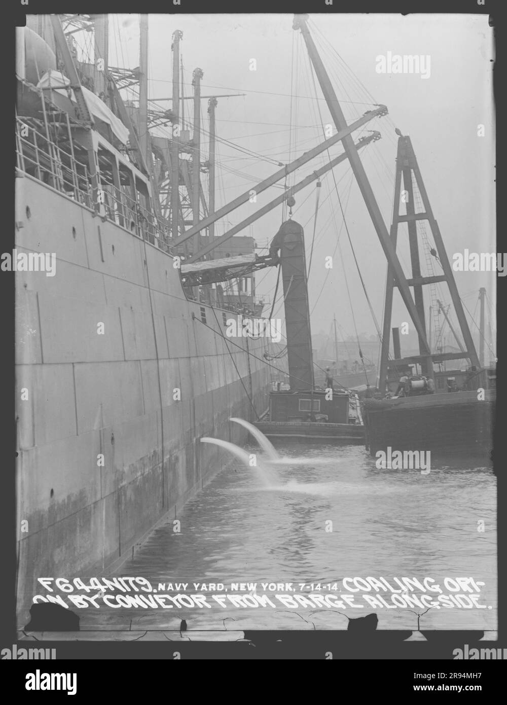 Coaling Orion by Conveyor from Barge Alongside. Glass Plate Negatives ...