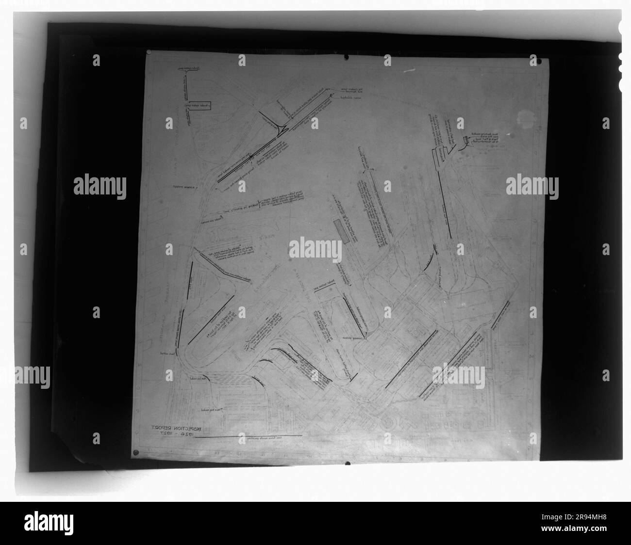 Yard Survey Map with Inspection Report. Glass Plate Negatives of the ...