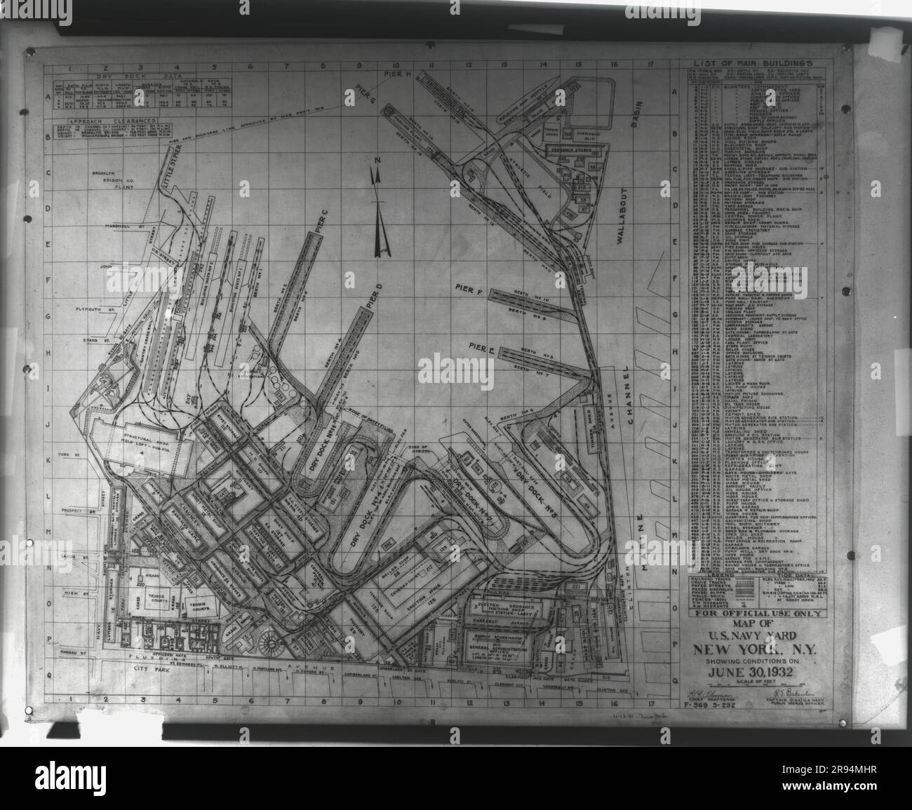 Map of U.S. Navy Yard Showing Conditions June 30, 1932. Glass Plate ...