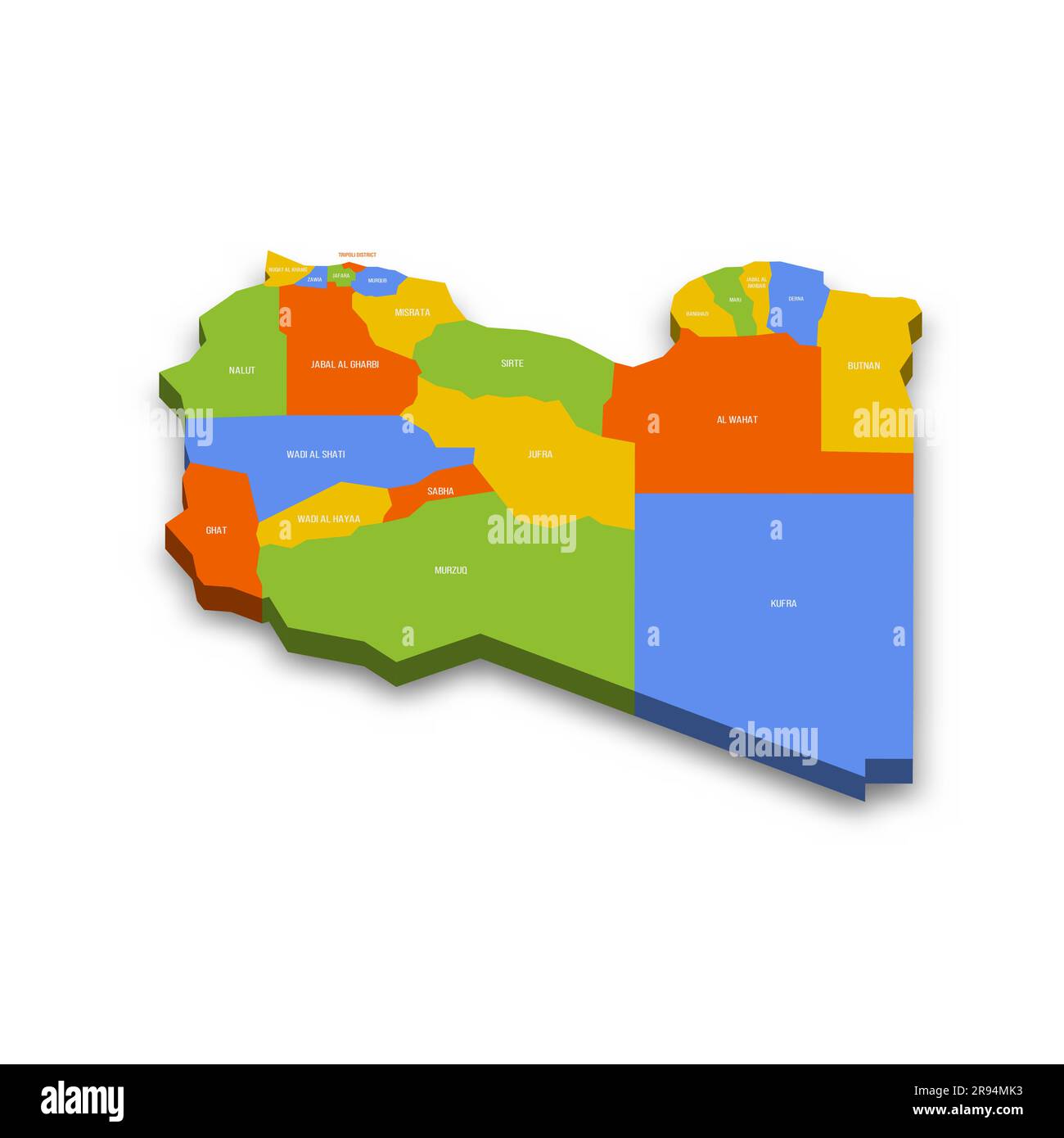 Libya political map of administrative divisions - districts. Colorful ...