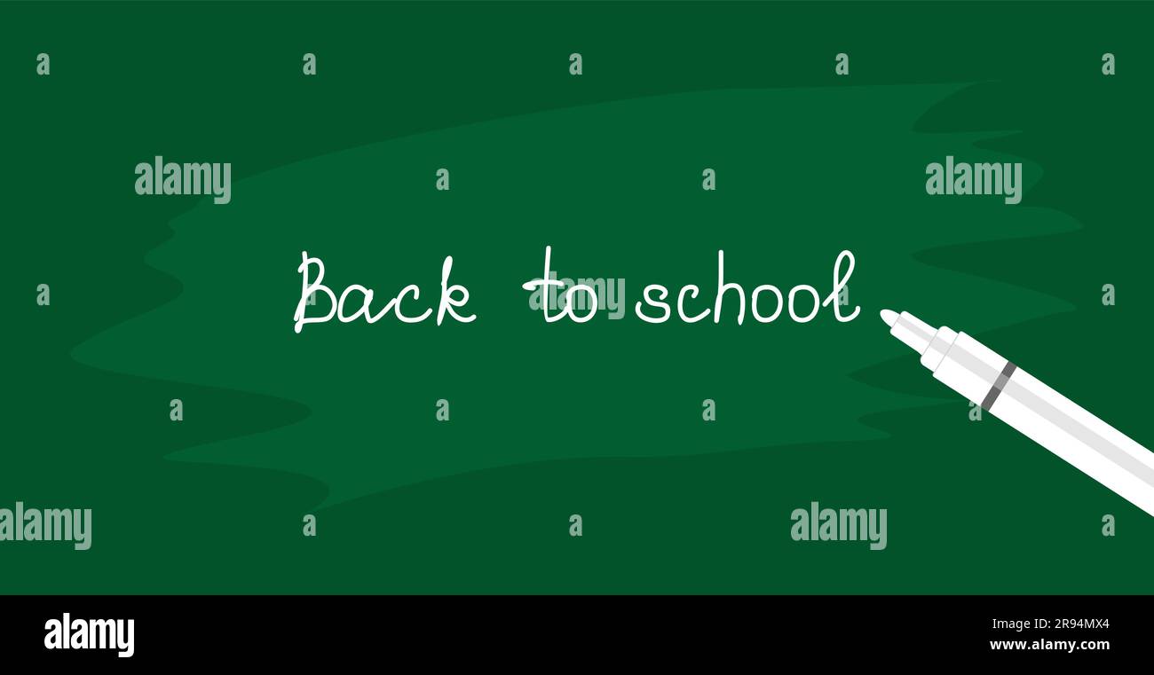 White handwritten text back to school and white marker on a green ...