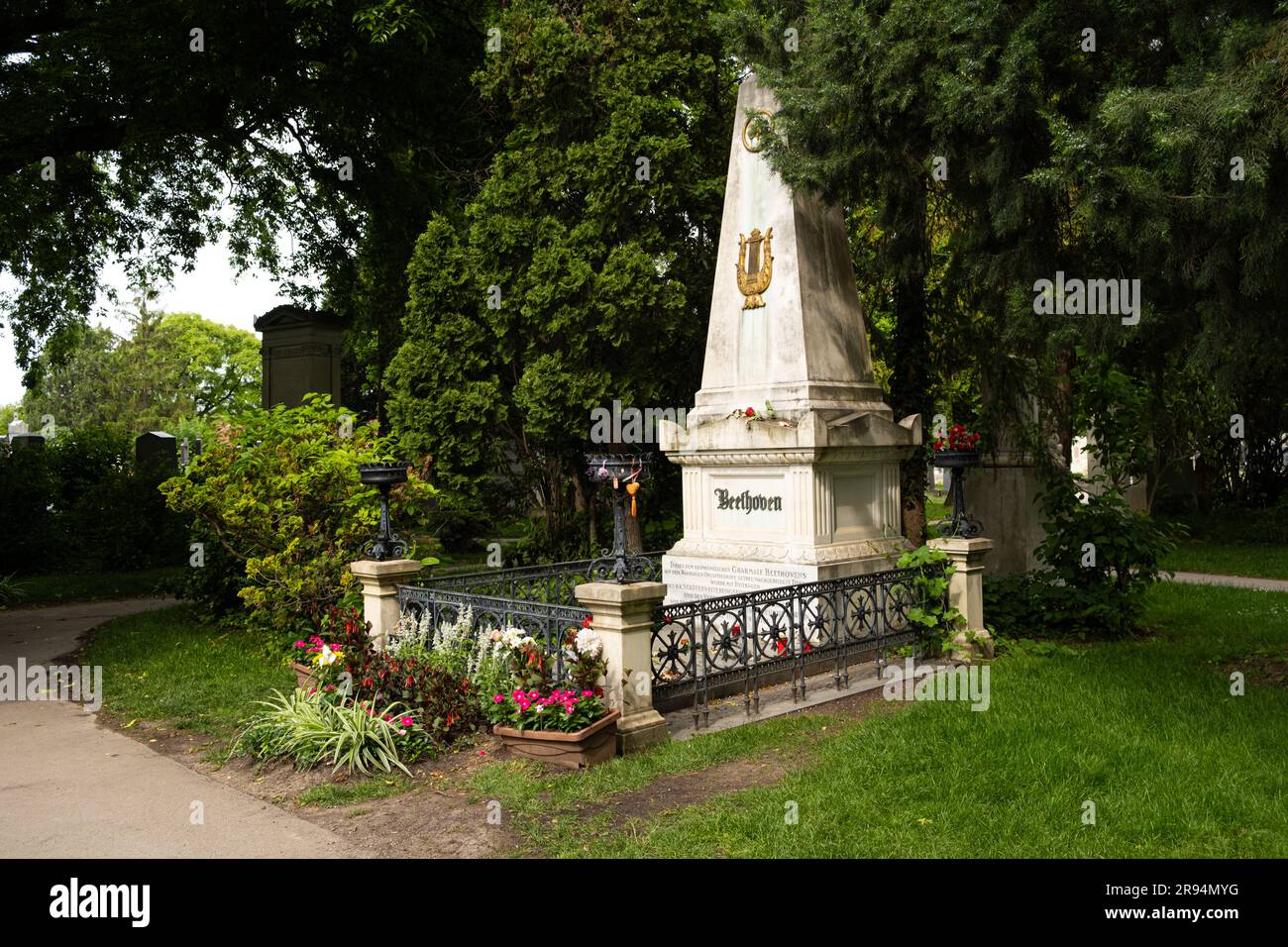 Beethoven's grave in the central cemetery of Vienna. June 4, 2023, Austria, Vienna Stock Photo ...