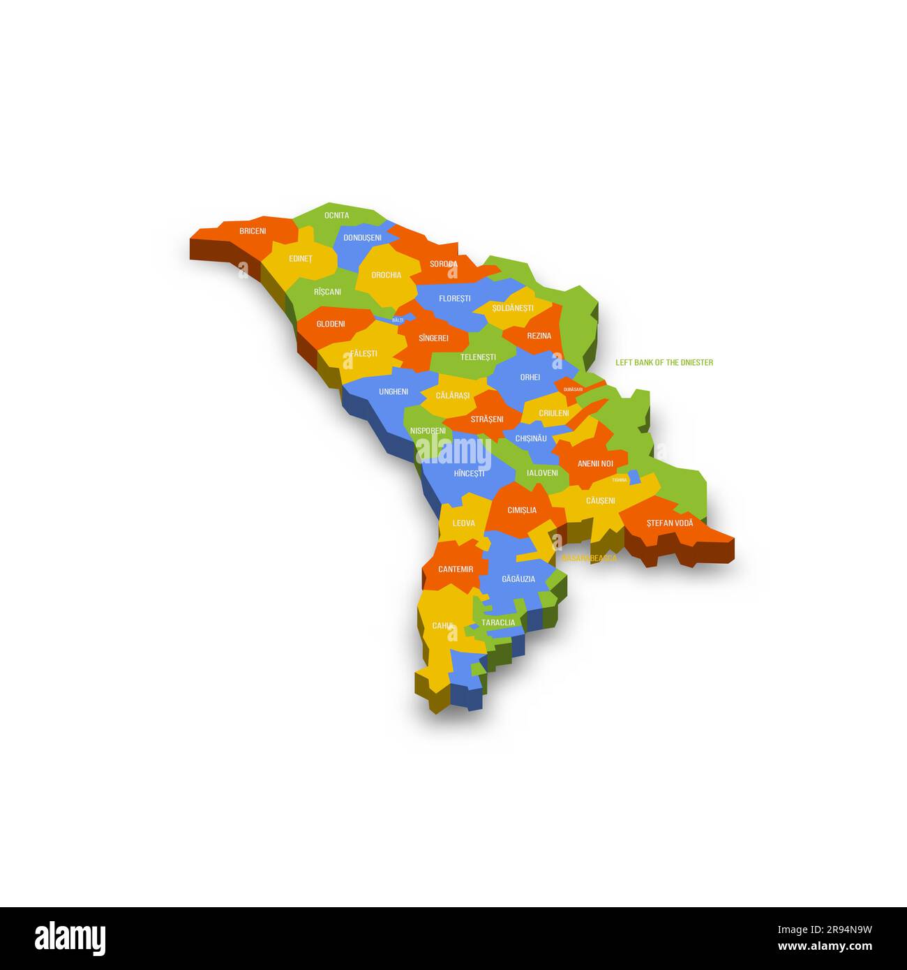 Moldova political map of administrative divisions - districts ...