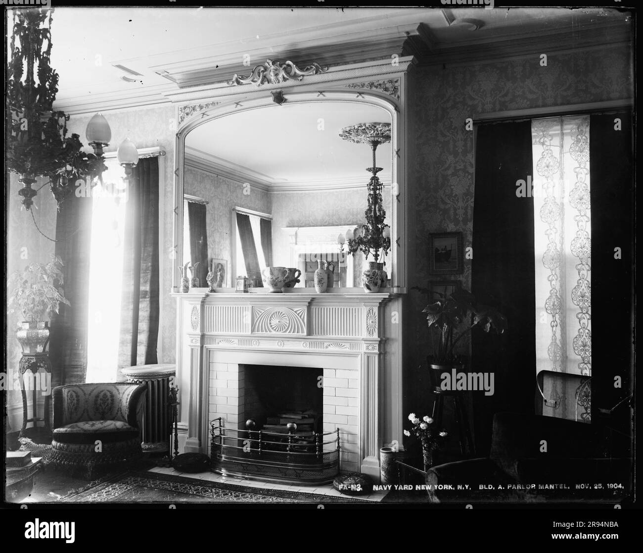 Building A, Parlor Mantel. Glass Plate Negatives of the Construction ...