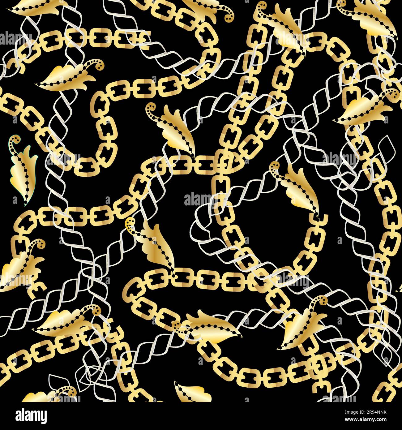 Fashion Seamless Pattern with Golden Chains. Print with gold chains on ...