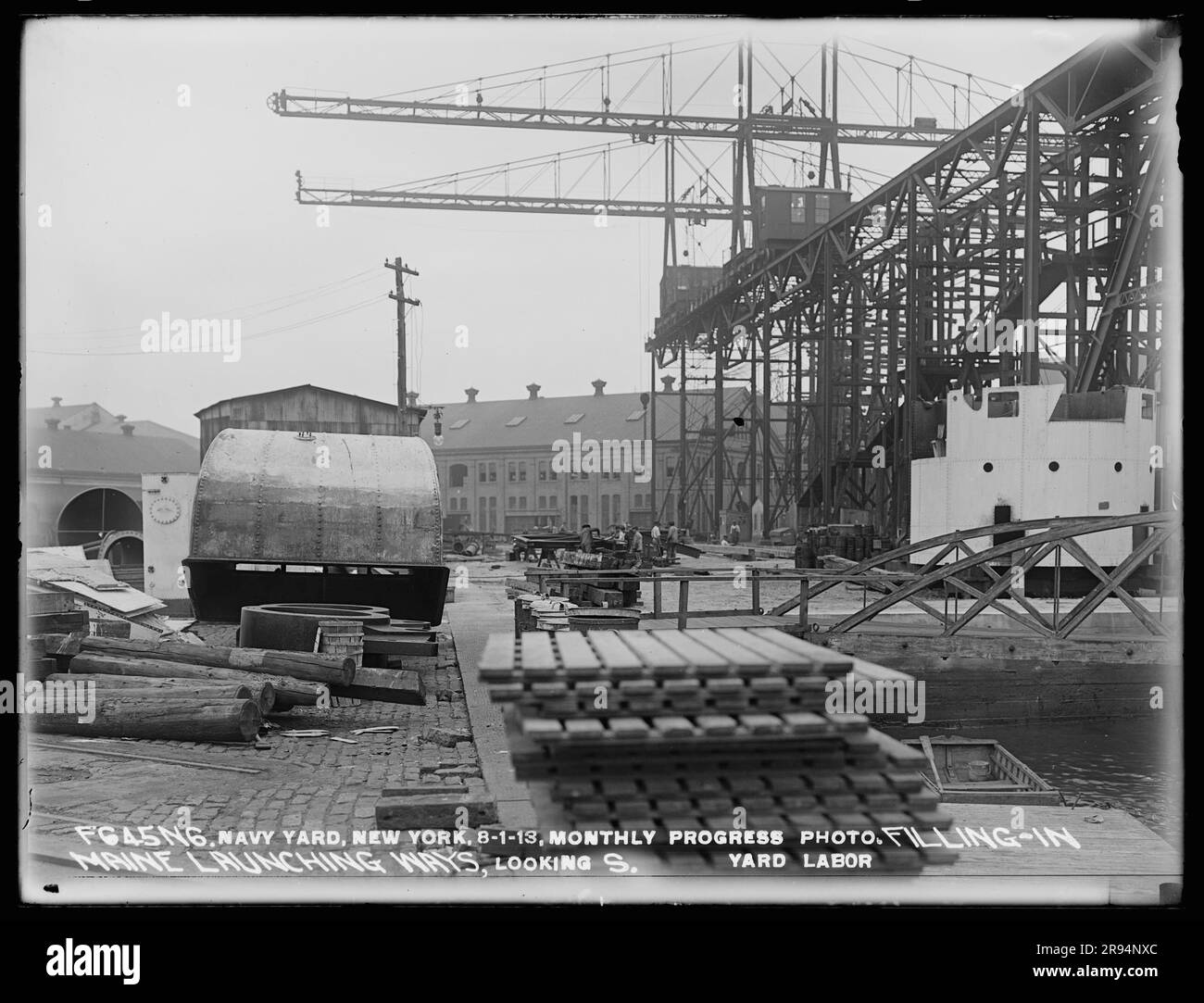 Monthly Progress Photo, Filling-in Maine Launching Ways, Looking South ...