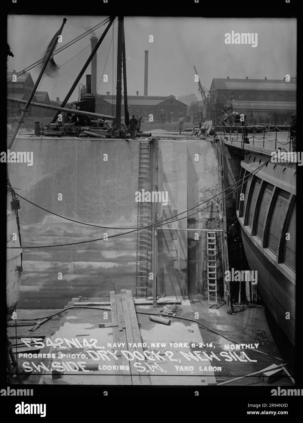 Monthly Progress Photo, Dry Dock 2, New Sill, Southwest Side, Looking ...