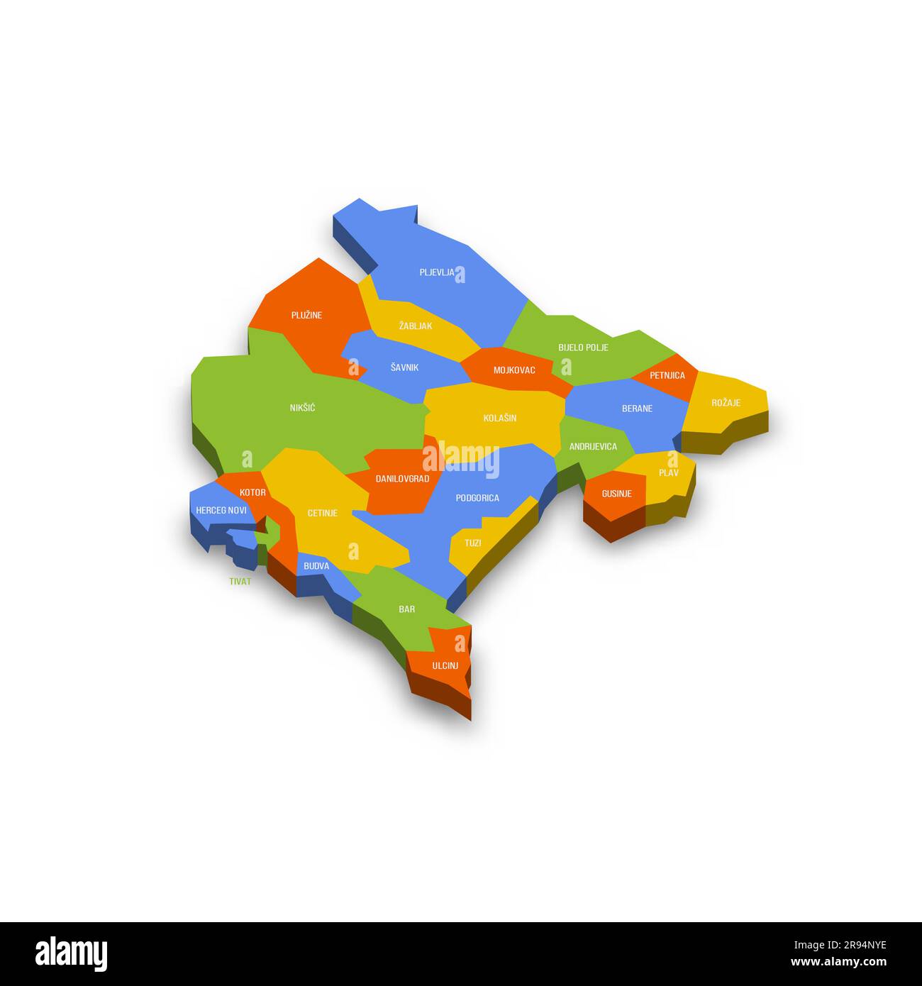 Montenegro political map of administrative divisions - municipalities ...