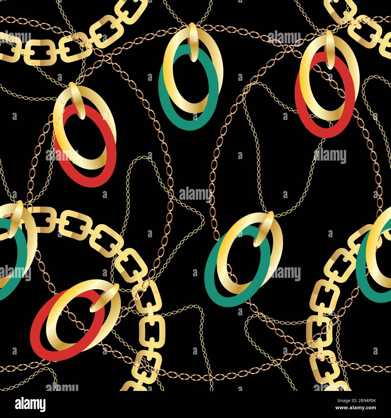 Fashion Seamless Pattern with Golden Chains. Print with gold chains on ...