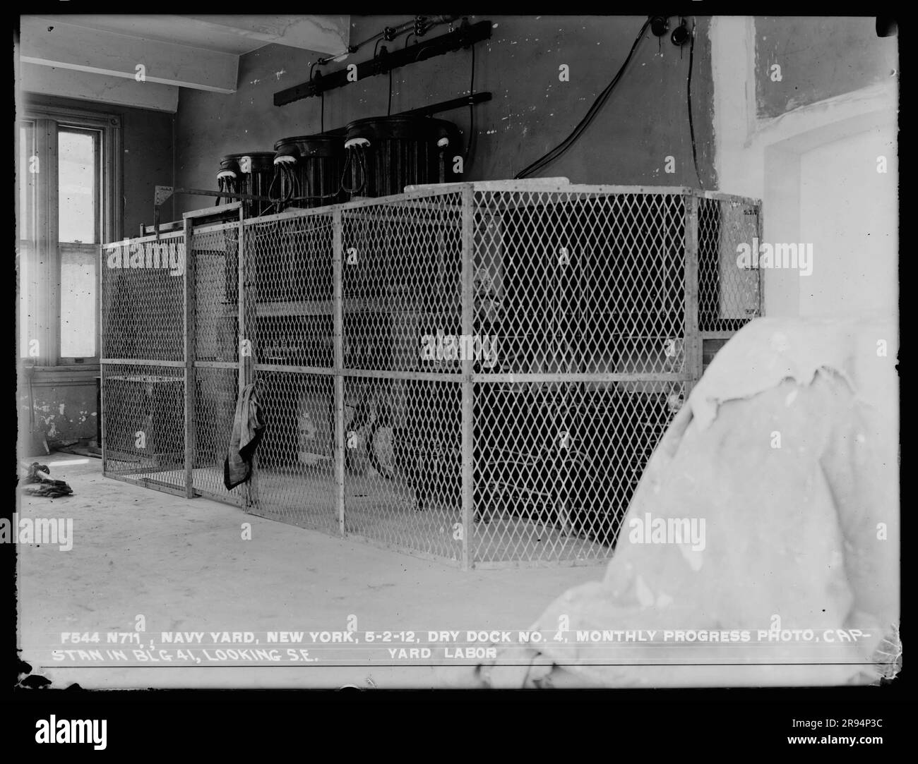 Monthly Progress Photo, Dry Dock No. 4, Capstan in Building 41 Looking ...