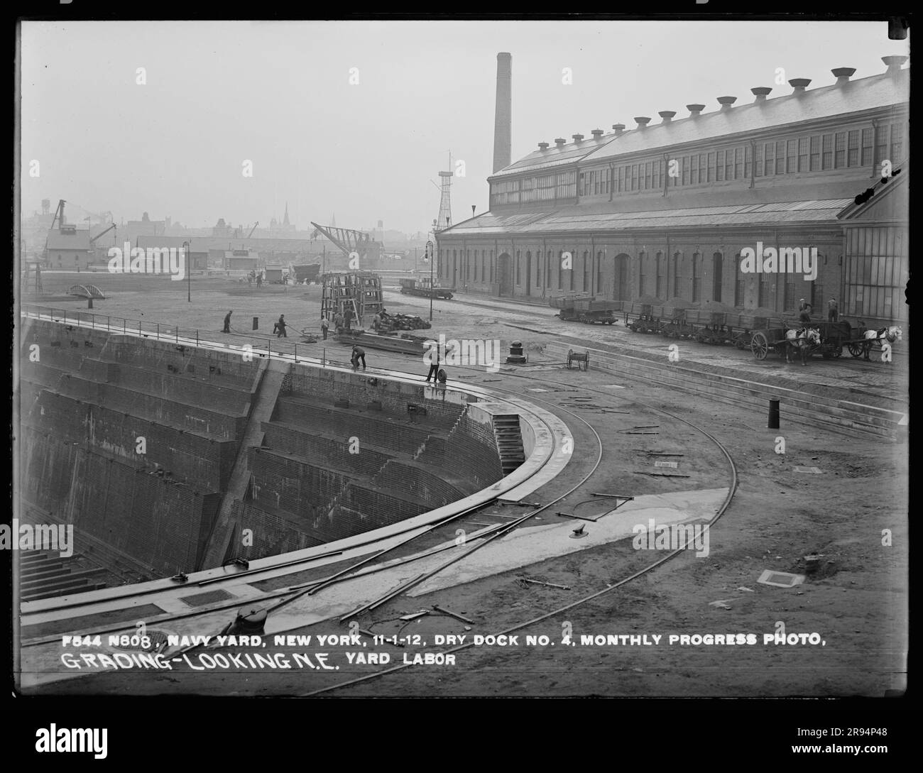 Monthly Progress Photo, Dry Dock Number 4, Grading Looking Northeast ...