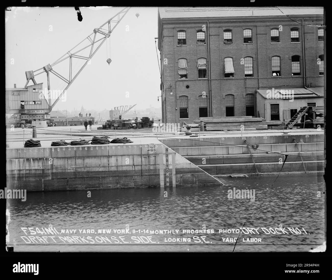 Monthly Progress Photo, Dry Dock Number 1 Draft Marks, Southeast Side ...