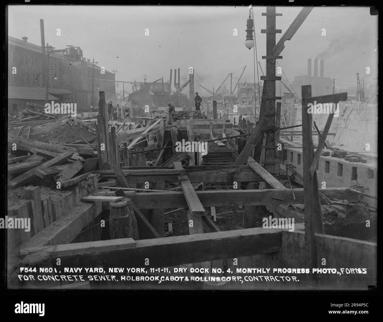 Monthly Progress Photo, Dry Dock No. 4, Forms for Concrete Sewer ...