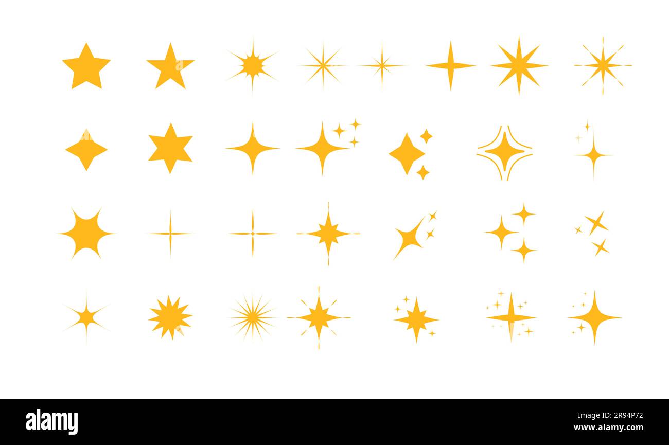 Yellow, gold sparkles symbols vector. Stars sparkle icon Stock Vector Image & Art - Alamy