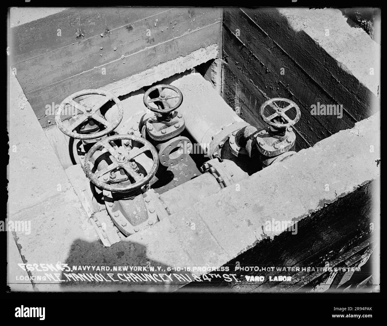 Progress Photo, Hot Water Heating System, Looking Northeast, Manhole ...