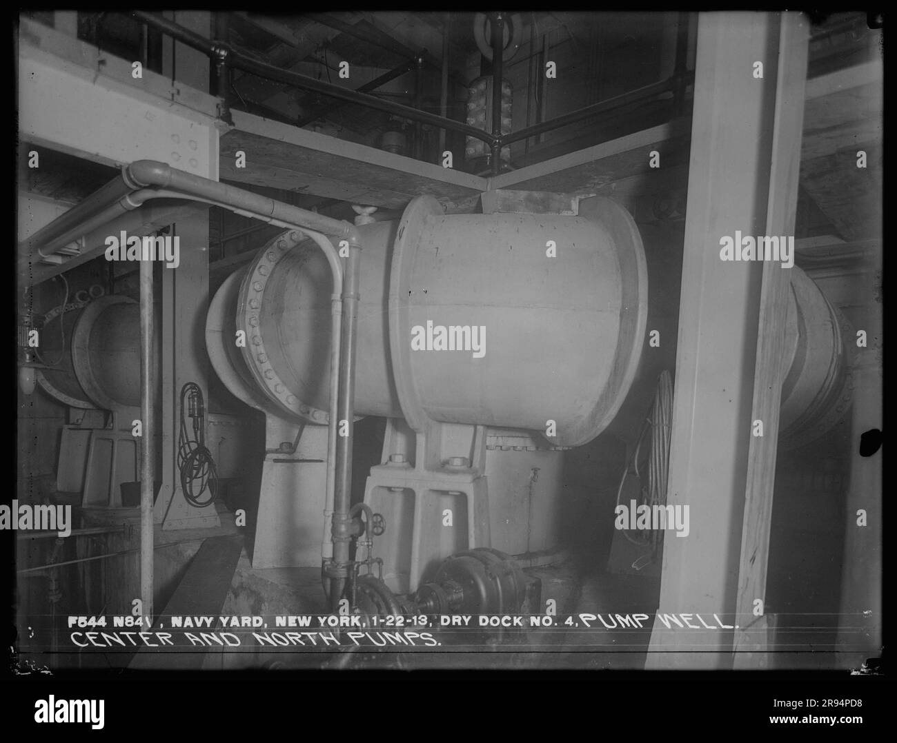 Dry Dock Number 4, Pump Well, Center and North Pumps. Glass Plate ...