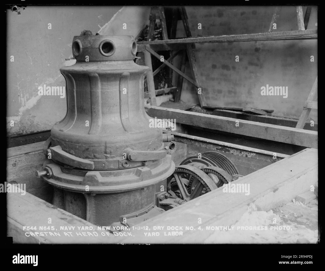 Dry Dock Number 4, Monthly Progress Photo, Capstan at Head of Dock ...