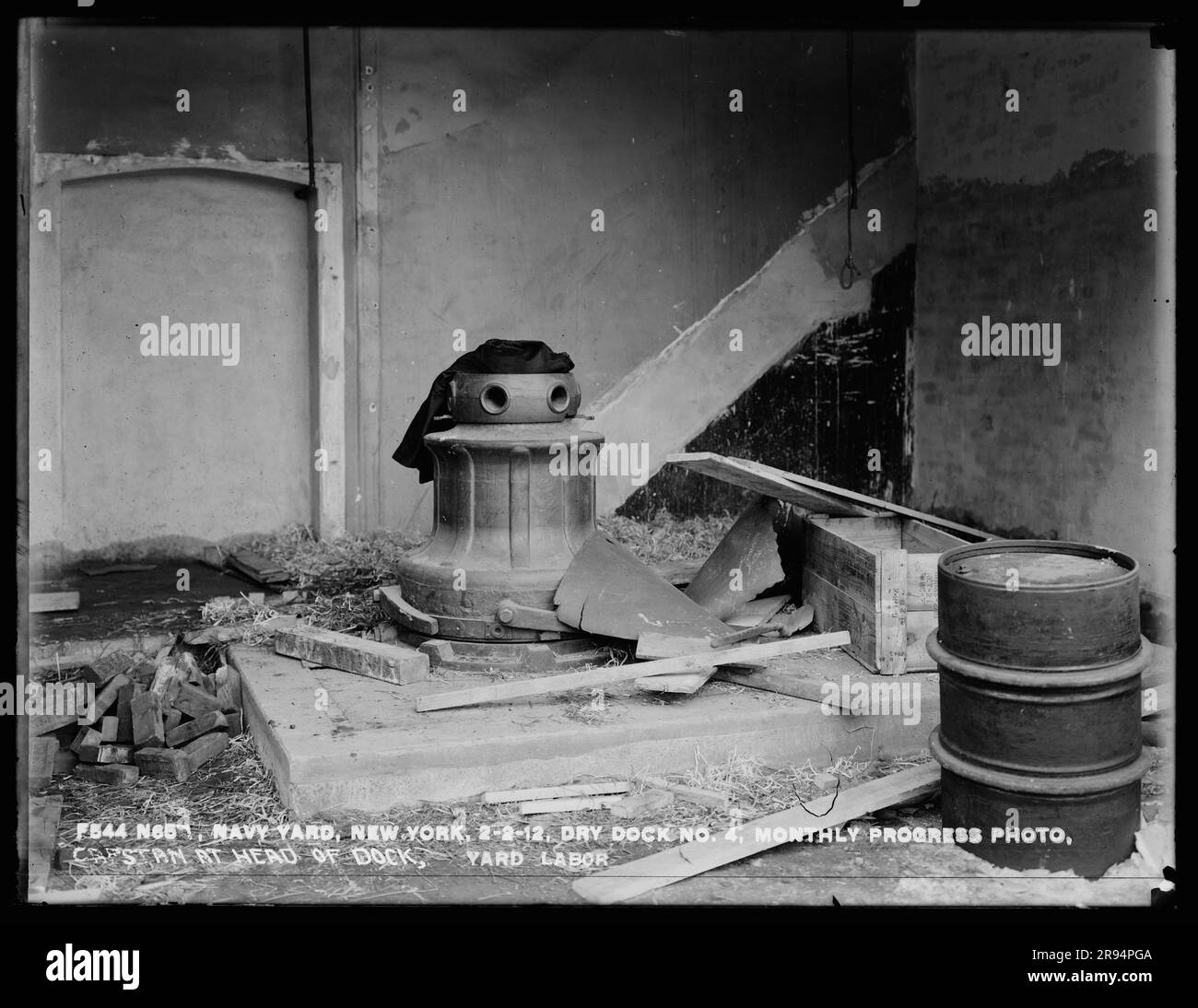 Dry Dock Number 4, Monthly Progress Photo, Capstan at Head of Dock ...