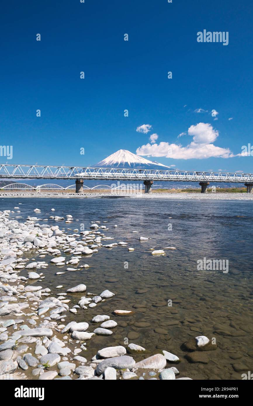 Mt. Fuji, Fuji River and Tokaido Shinkansen Stock Photo - Alamy